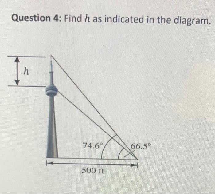 Solved Question 4: Find h as indicated in the diagram. | Chegg.com
