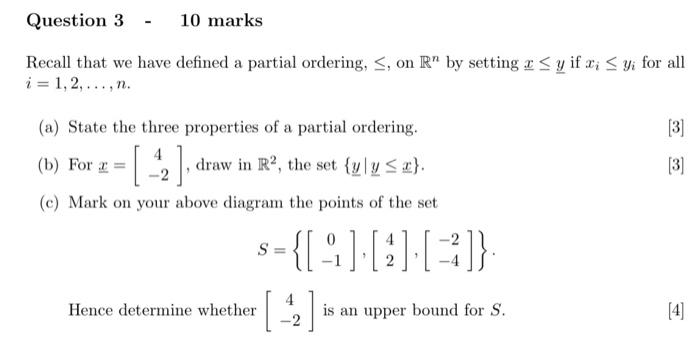 Solved Recall that we have defined a partial ordering, ≤, on | Chegg.com
