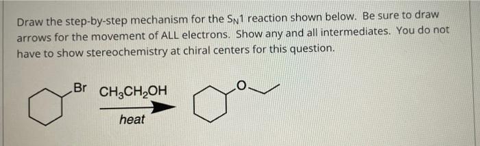 Solved Draw the step-by-step mechanism for the Sn1 reaction | Chegg.com