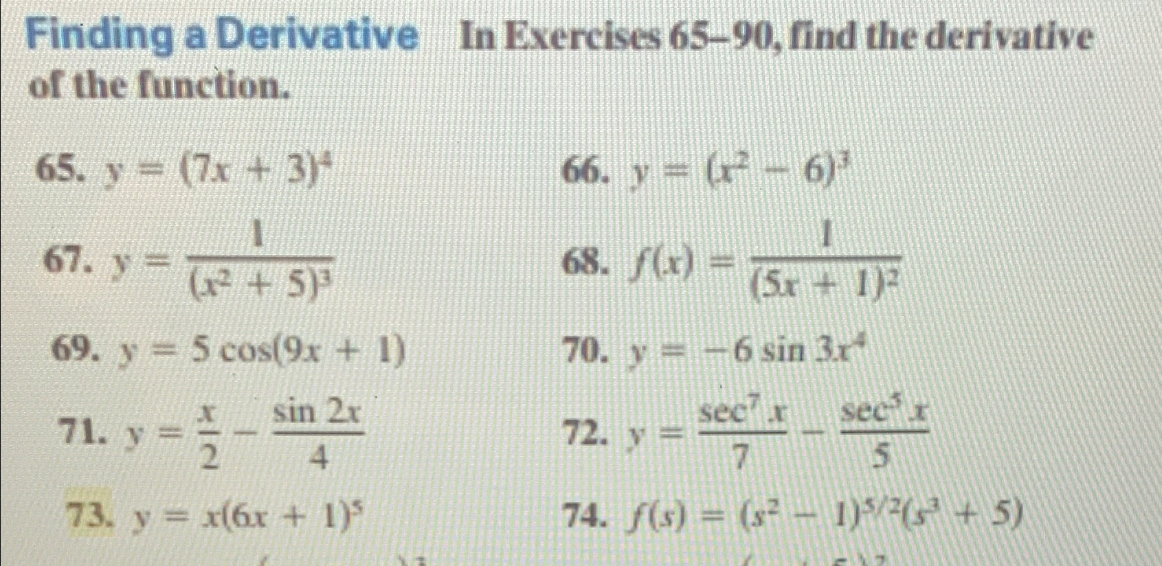 Solved Finding a Derivative In Exercises 65-90, ﻿find the | Chegg.com