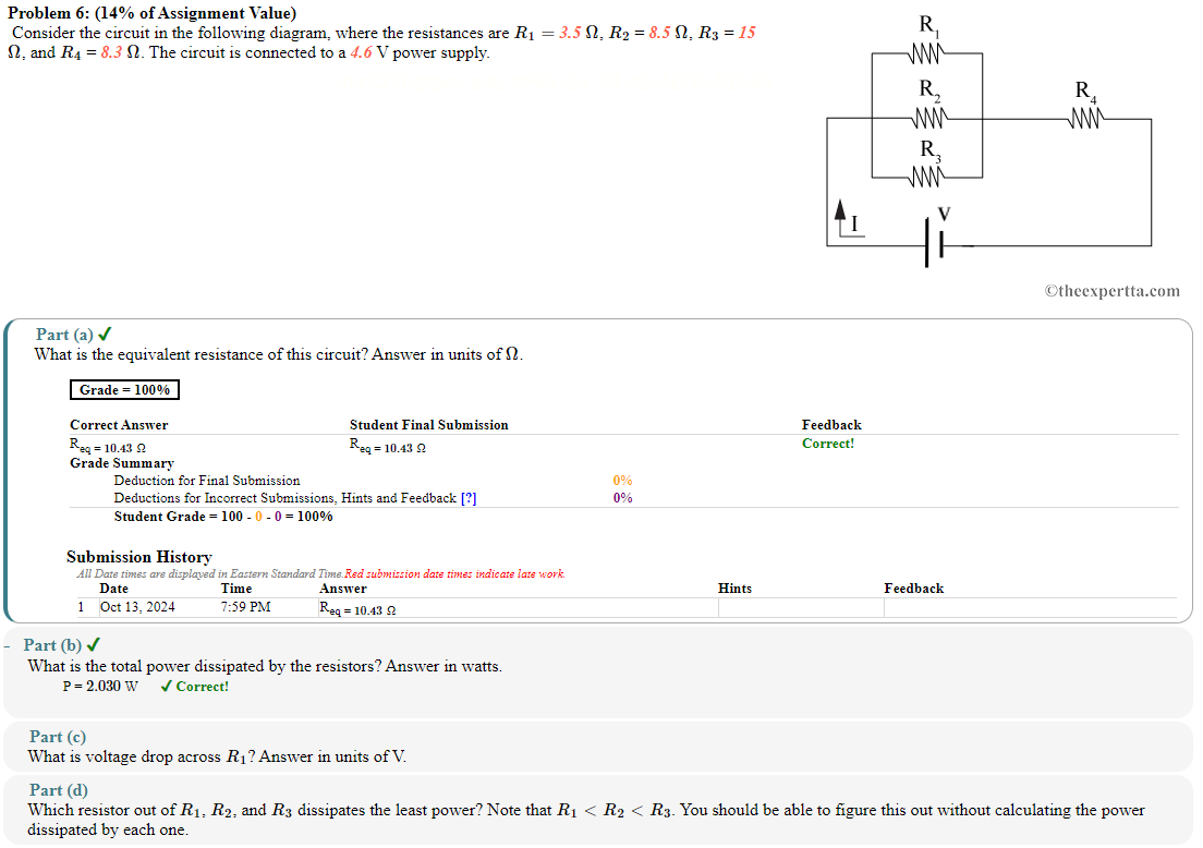 Solved Part(c)What is voltage drop across R_(1) ? ﻿Answer in | Chegg.com
