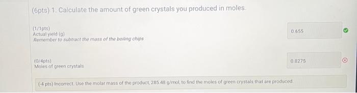 Solved this a a synthesis of green crystals lab that ive | Chegg.com