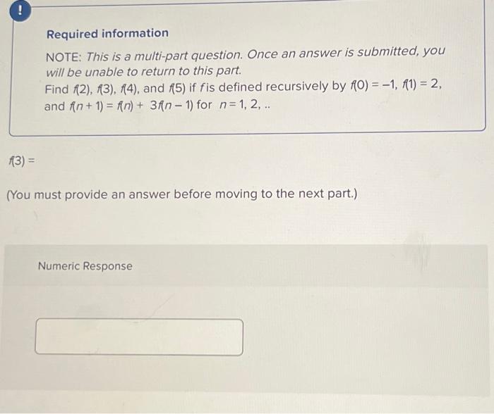 Solved ! Required information NOTE: This is a multi-part | Chegg.com