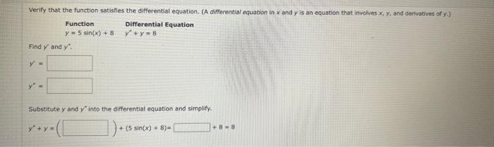 Solved Verify that the function satisfies the differential | Chegg.com