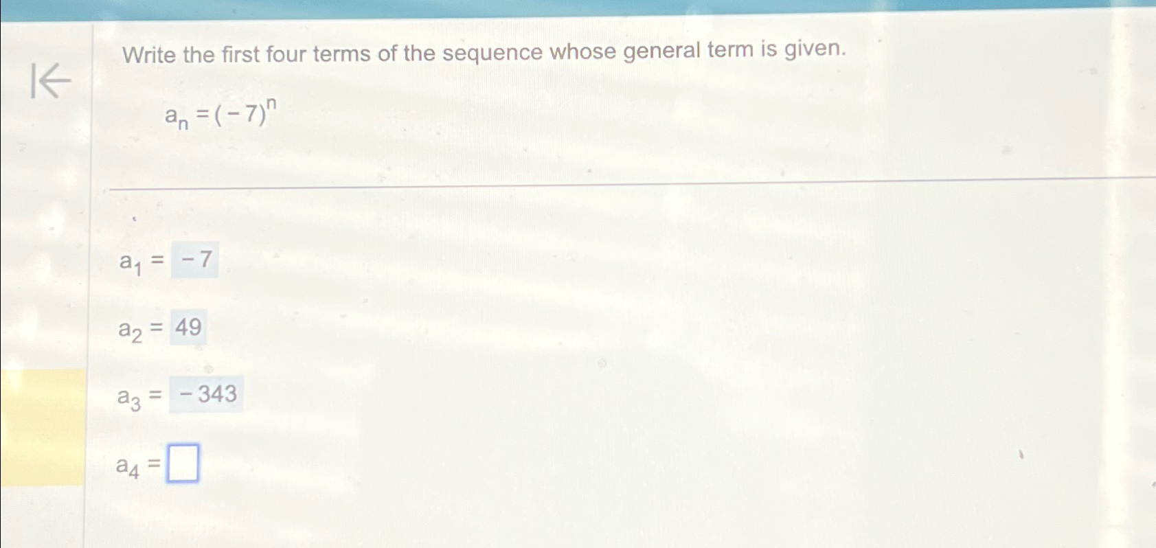 Solved Write the first four terms of the sequence whose | Chegg.com