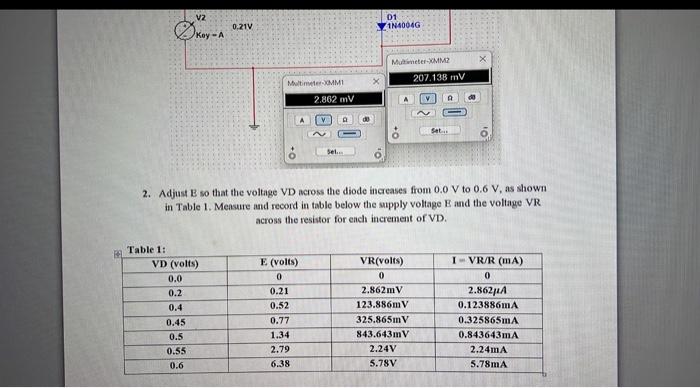 1. Calculate and record the current values I in Table | Chegg.com