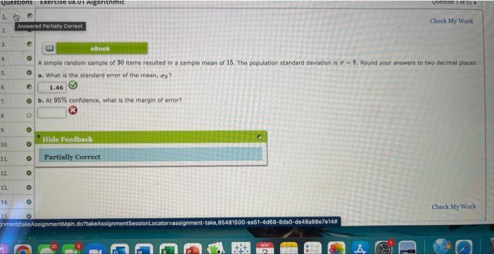 Solved A simple random sample of 30 items resulted in a | Chegg.com