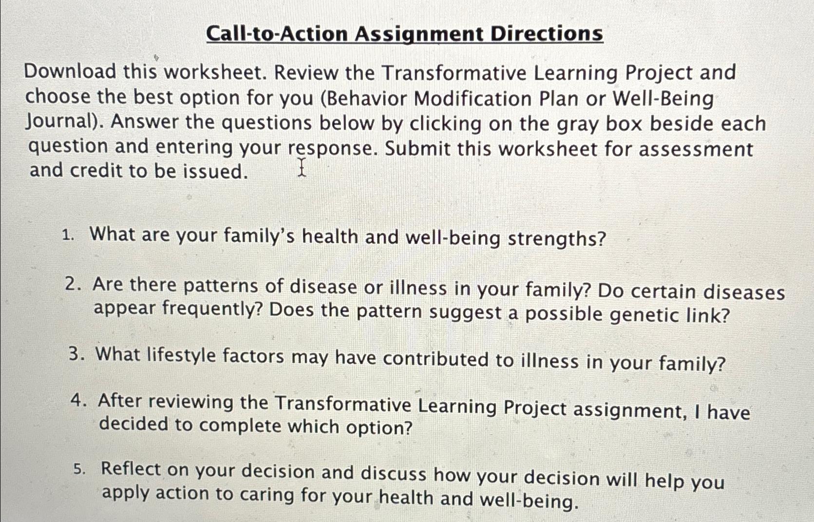 Solved Call-to-Action Assignment DirectionsDownload this | Chegg.com