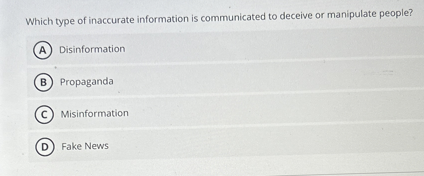 Solved Which type of inaccurate information is communicated | Chegg.com