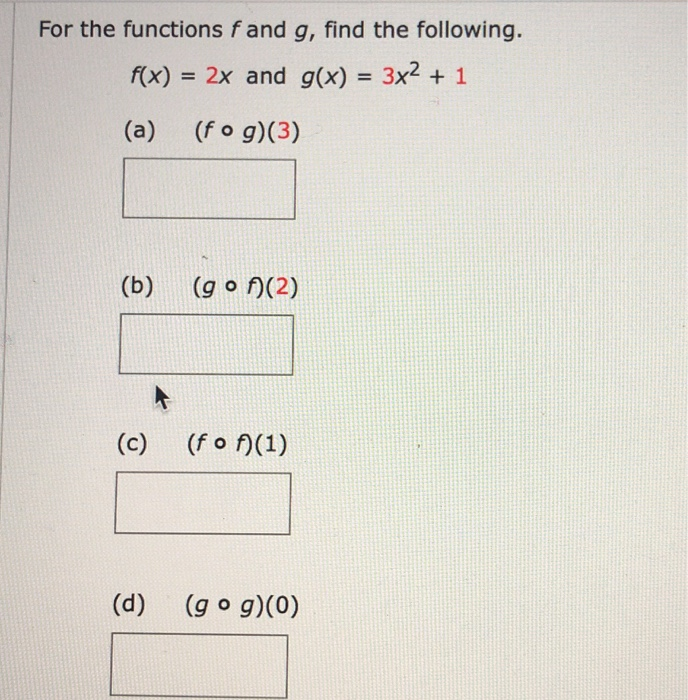 Solved For the functions fand g, find the following. f(x) = | Chegg.com