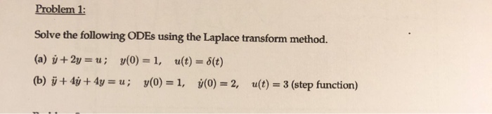 Solved Problem 1: Solve the following ODEs using the Laplace | Chegg.com