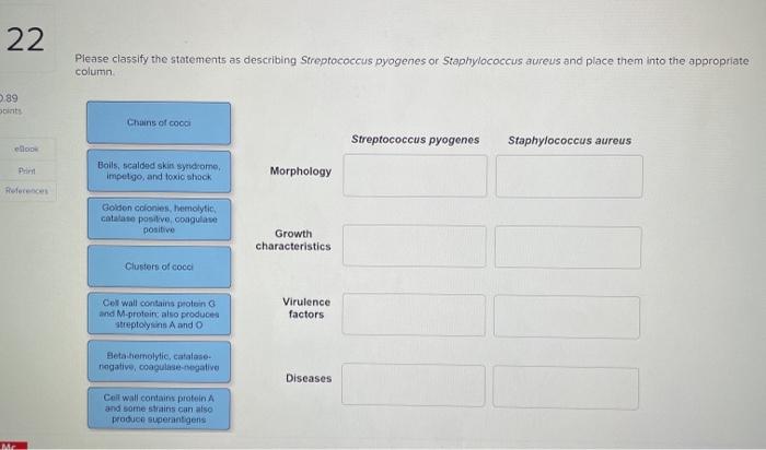 Solved 22 Please classify the statements as describing | Chegg.com