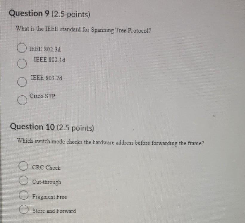 Solved Question 9 (2.5 points) What is the IEEE standard for | Chegg.com
