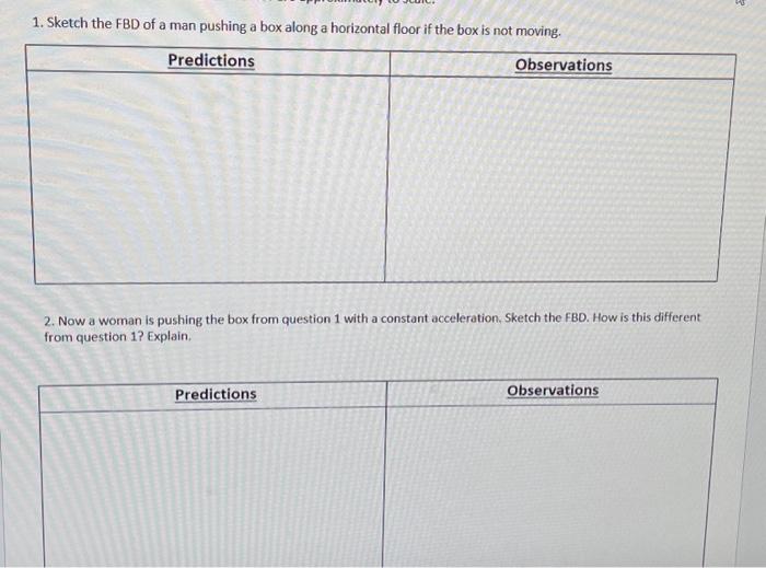 Solved 1. Sketch the FBD of a man pushing a box along a | Chegg.com