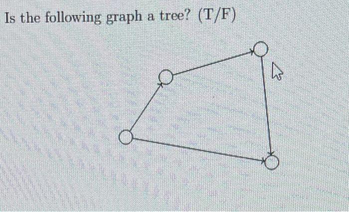 Solved Is the following graph a tree? (T/F) | Chegg.com