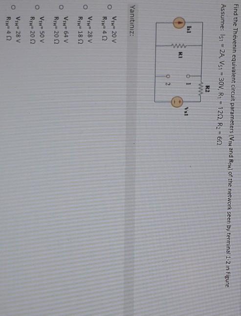 Solved Find the Thevenin equivalent circuit parameters (VTH | Chegg.com