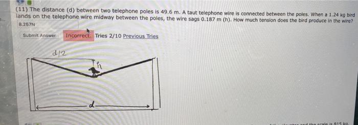 Solved (11) The distance (d) between two telephone poles is | Chegg.com
