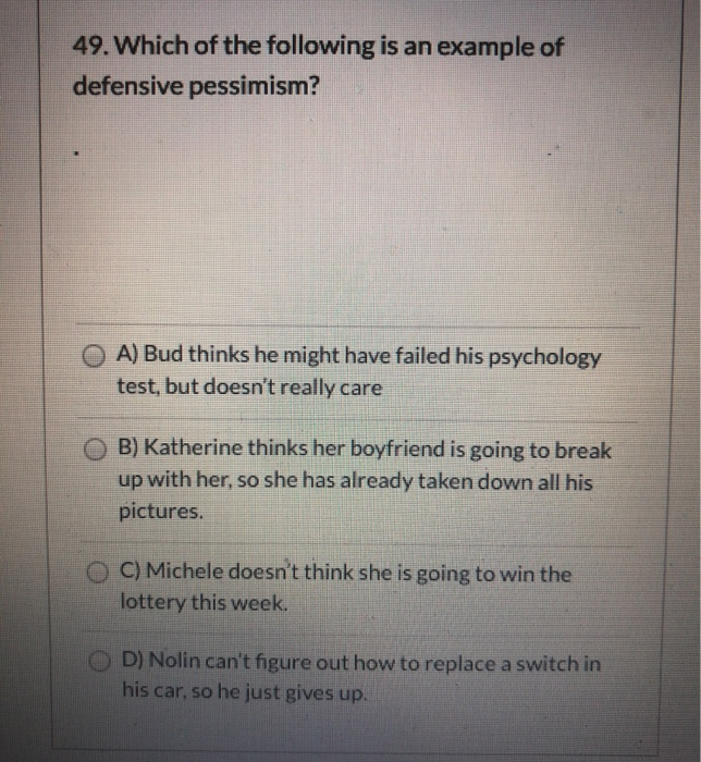 Solved 49. Which of the following is an example of defensive | Chegg.com