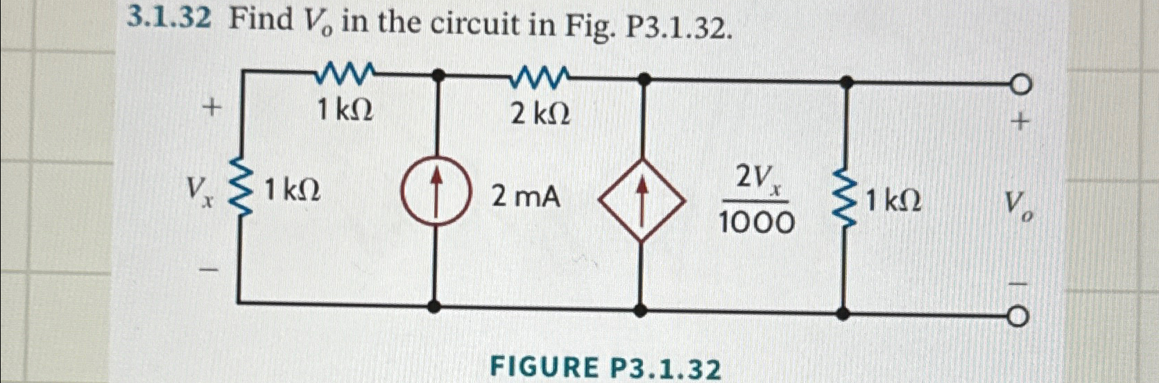 Solved 3.1.32 ﻿Find Vo ﻿in the circuit in Fig. | Chegg.com