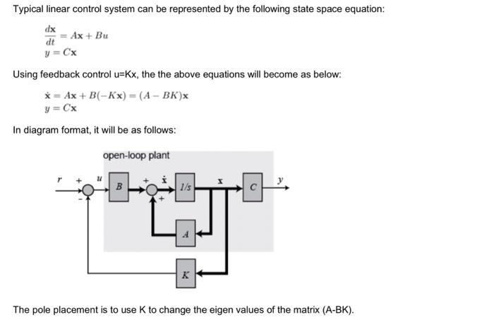 Solved Typical linear control system can be represented by | Chegg.com