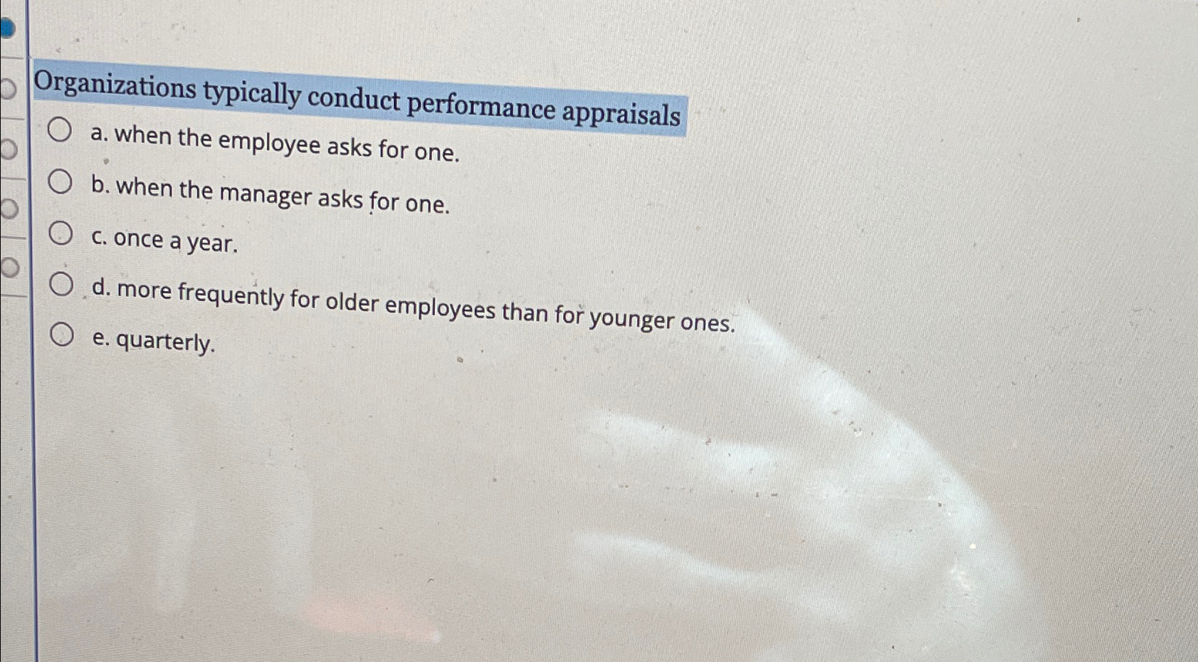 Solved Organizations typically conduct performance | Chegg.com