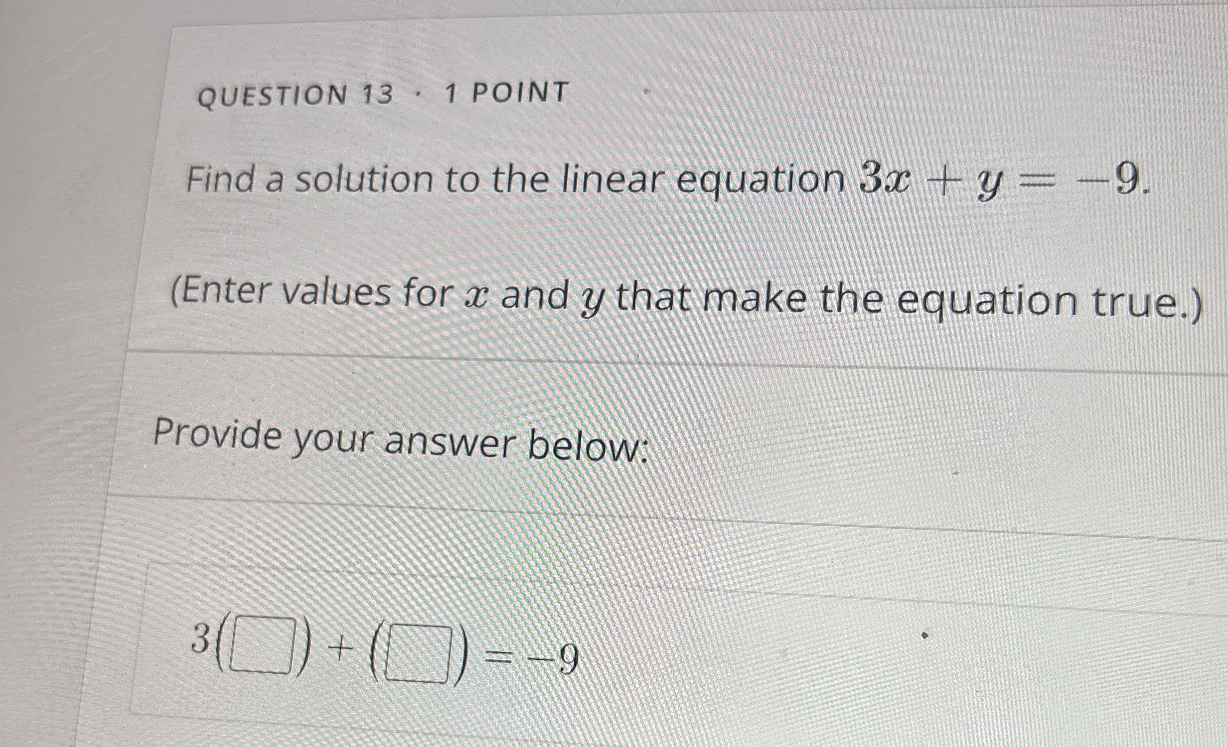 Solved QUESTION 13 - 1 ﻿POINTFind a solution to the linear | Chegg.com