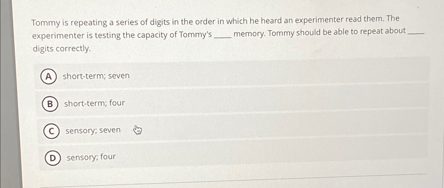 Solved Tommy is repeating a series of digits in the order in | Chegg.com