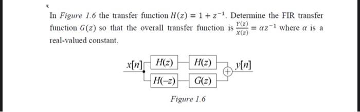Solved In Figure 1.6 the transfer function H(z)=1+z−1. | Chegg.com