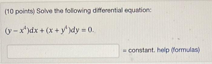 Solved (10 points) Solve the following differential | Chegg.com