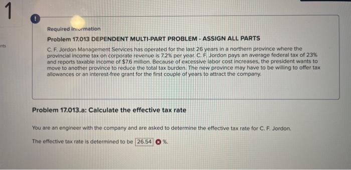 Solved Required iniurmation Problem 17.013 DEPENDENT | Chegg.com