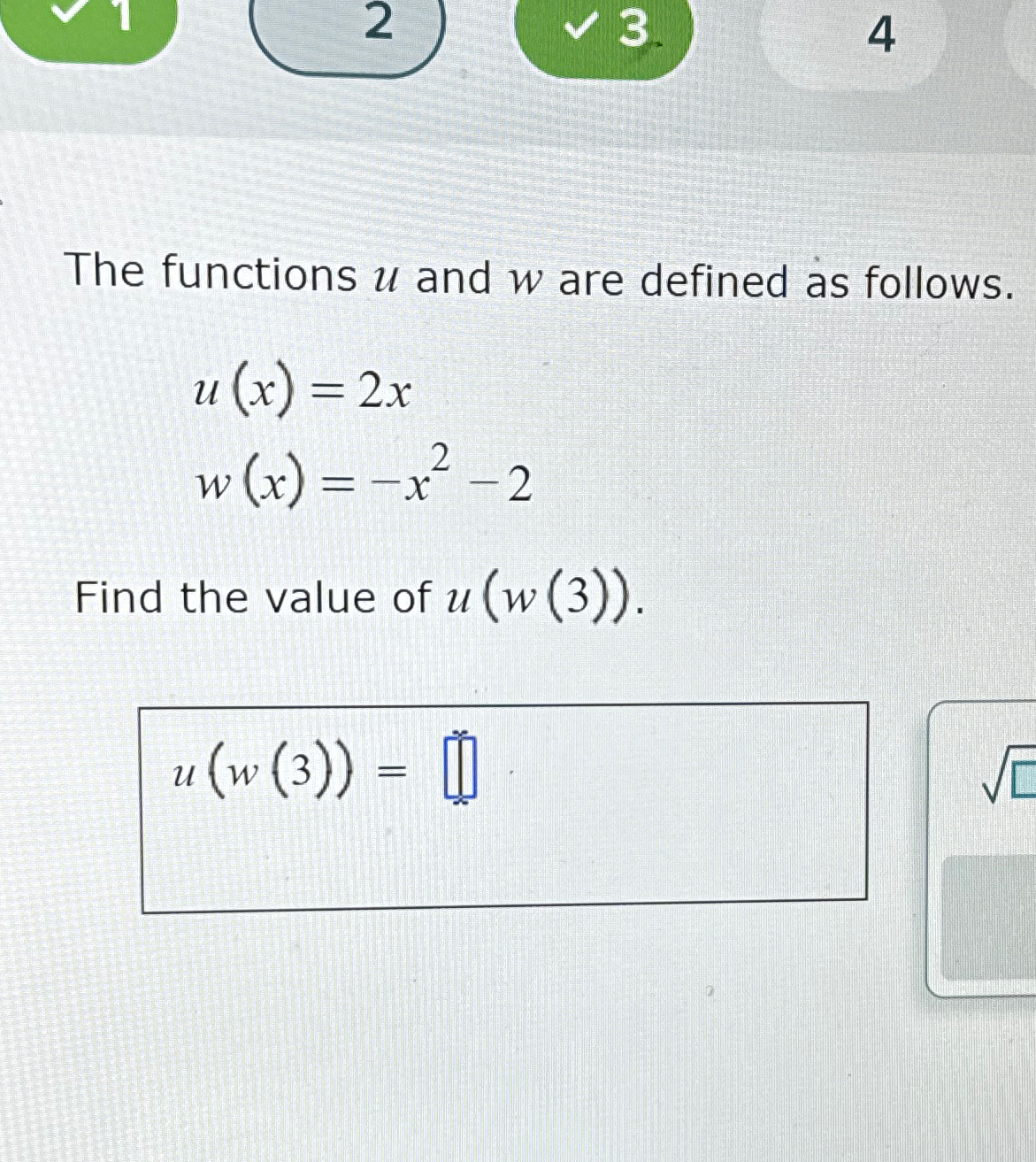 Solved The functions u ﻿and w ﻿are defined as | Chegg.com