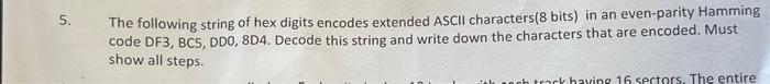 Solved The Following String Of Hex Digits Encodes Extended 