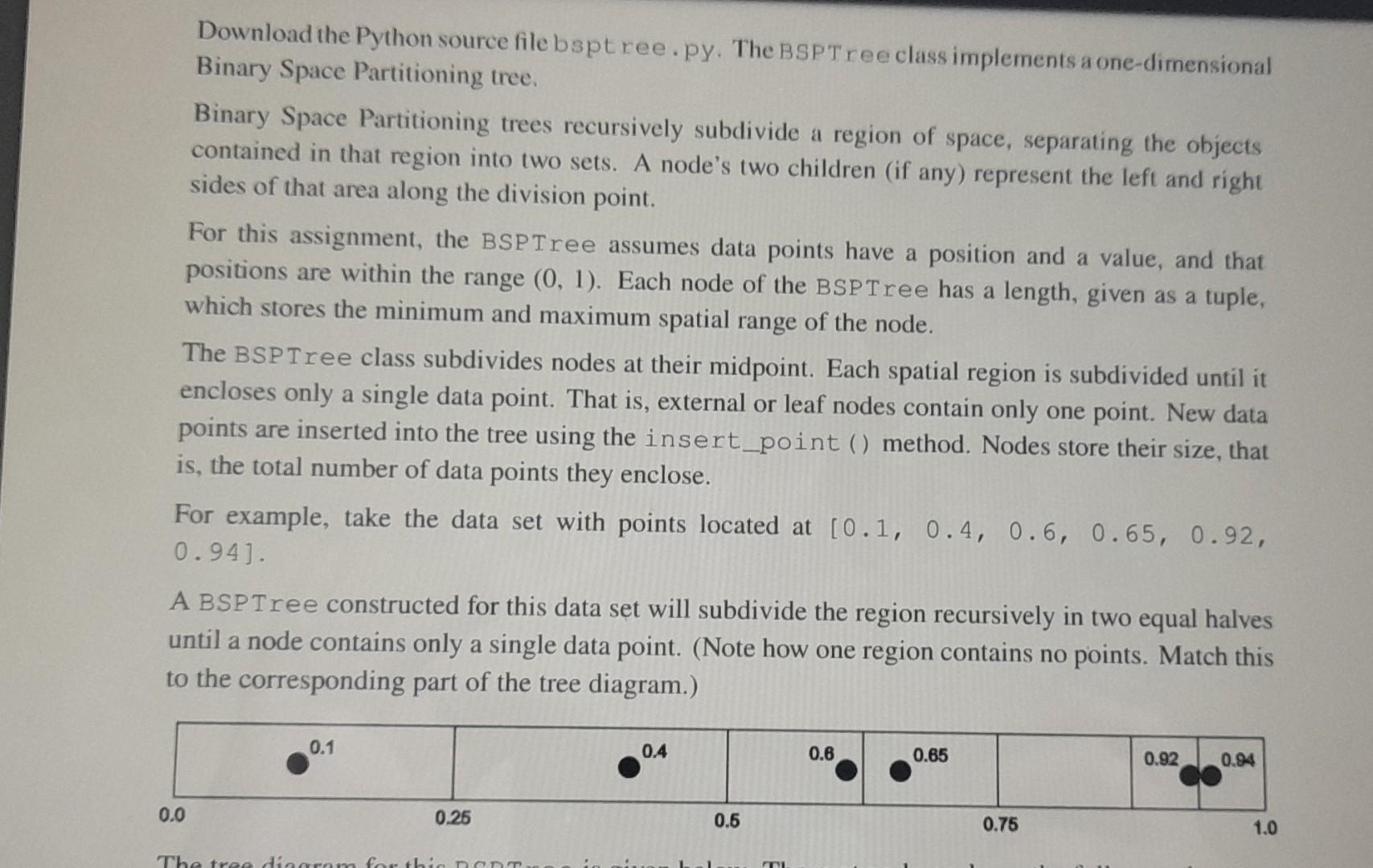 Solved Download the Python source file bspt ree.py. The BSPT | Chegg.com