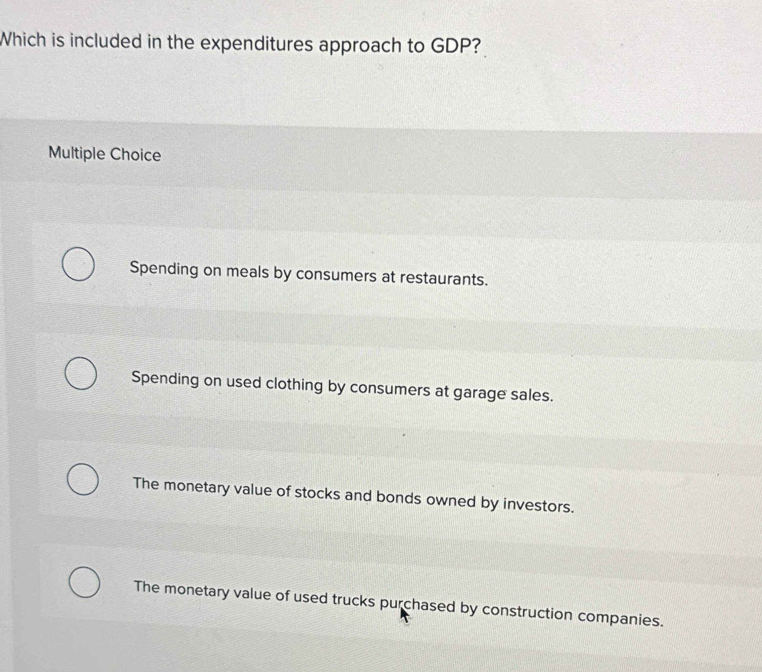 Solved Which is included in the expenditures approach to | Chegg.com