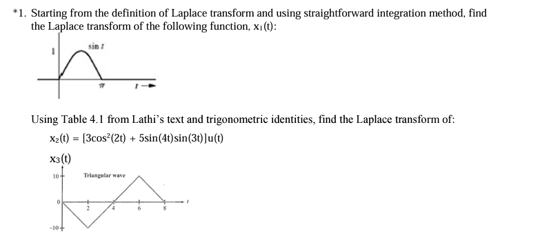 Solved *1. ﻿Starting from the definition of Laplace | Chegg.com