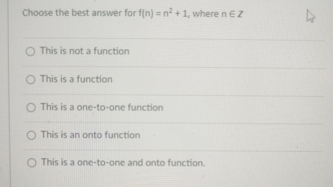Solved Choose The Best Answer For F N N2 1 ﻿where Ninzthis