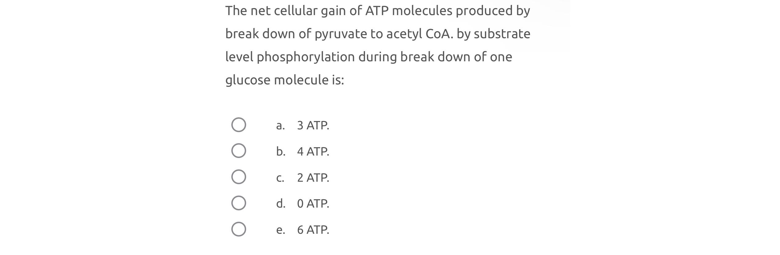 Solved The net cellular gain of ATP molecules produced by | Chegg.com