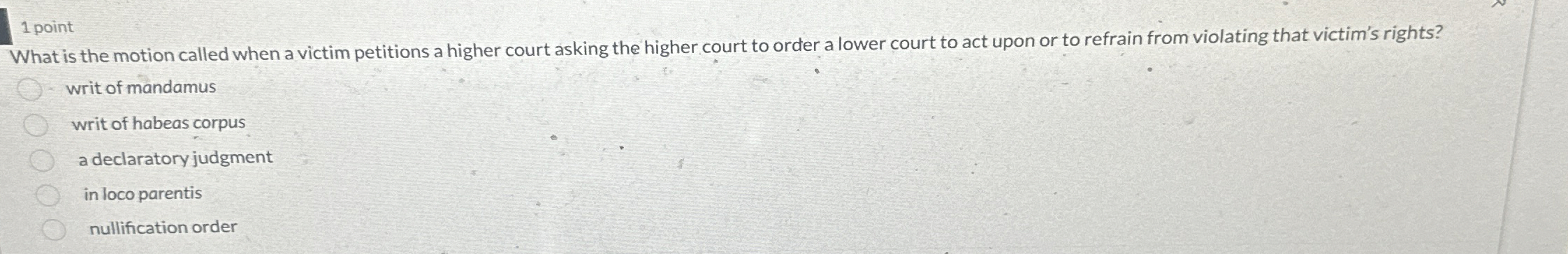 Solved 1 ﻿pointWhat is the motion called when a victim | Chegg.com