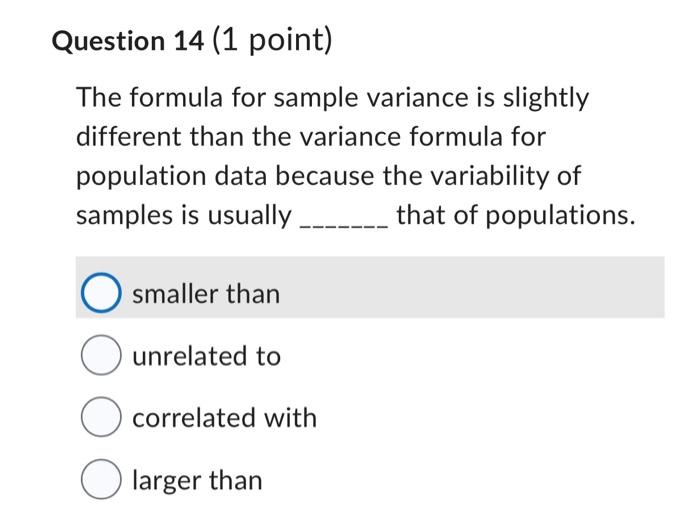 Solved The Formula For Sample Variance Is Slightly Different 9188