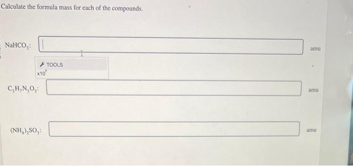 Solved Calculate the formula mass for each of the compounds. | Chegg.com