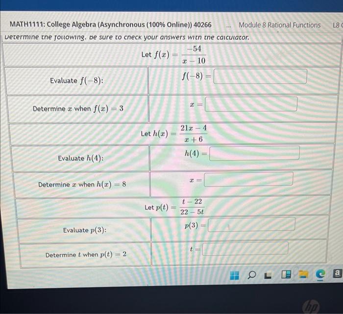 Solved MATH 1111: College Algebra (Asynchronous (100\% | Chegg.com