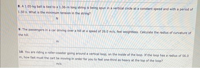Solved 8. A 1.05−kg ball is tied to a 1.36−m long string is | Chegg.com
