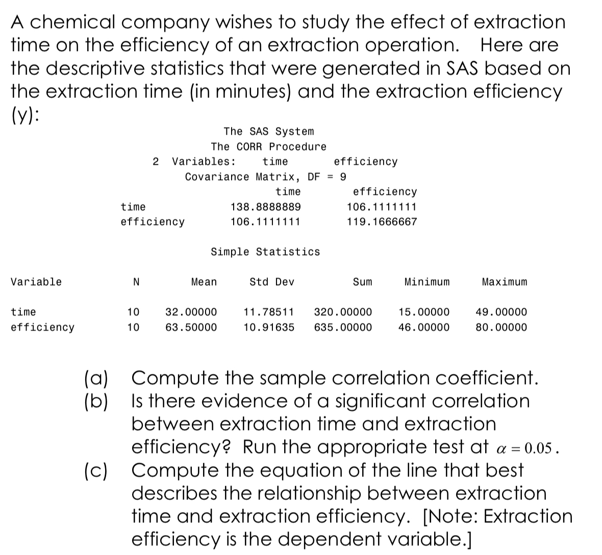 Solved A chemical company wishes to study the effect of | Chegg.com