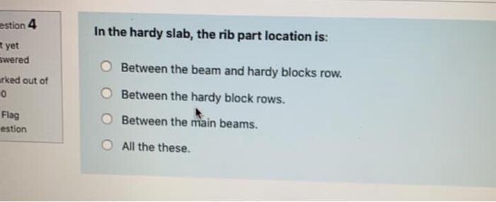 Solved estion 4 In the hardy slab, the rib part location is: | Chegg.com