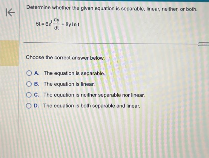 Solved Determine whether the given equation is separable, | Chegg.com