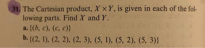 Solved 31. The Cartesian product, X×Y, is given in each of | Chegg.com