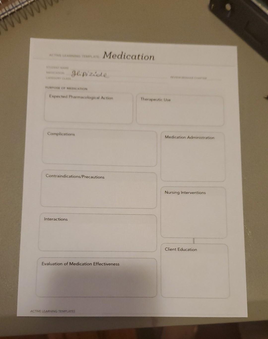 Solved Medication NATO glipiziote Expected Pharmacological | Chegg.com