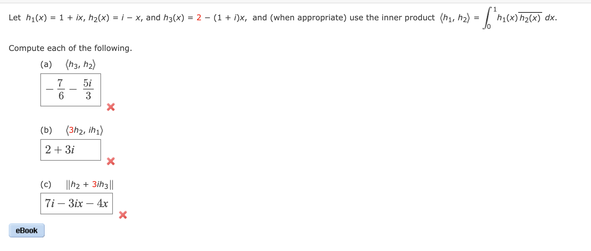 Solved Let h_(1)(x)=1+ix,h_(2)(x)=i-x, ﻿and | Chegg.com