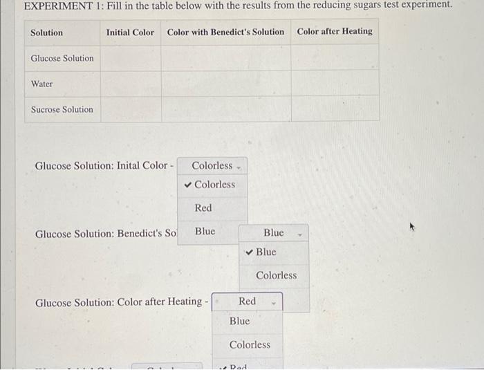 Solved EXPERIMENT 1: Fill in the table below with the | Chegg.com