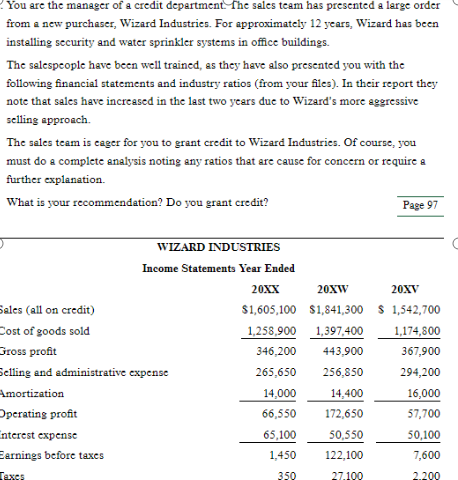 Solved You are the manager of a credit department- ﻿The | Chegg.com